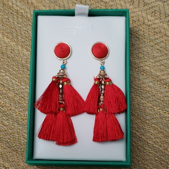 piper•k | Jewelry | Nwt Red Thread Chandelier Earrings | Poshmark
